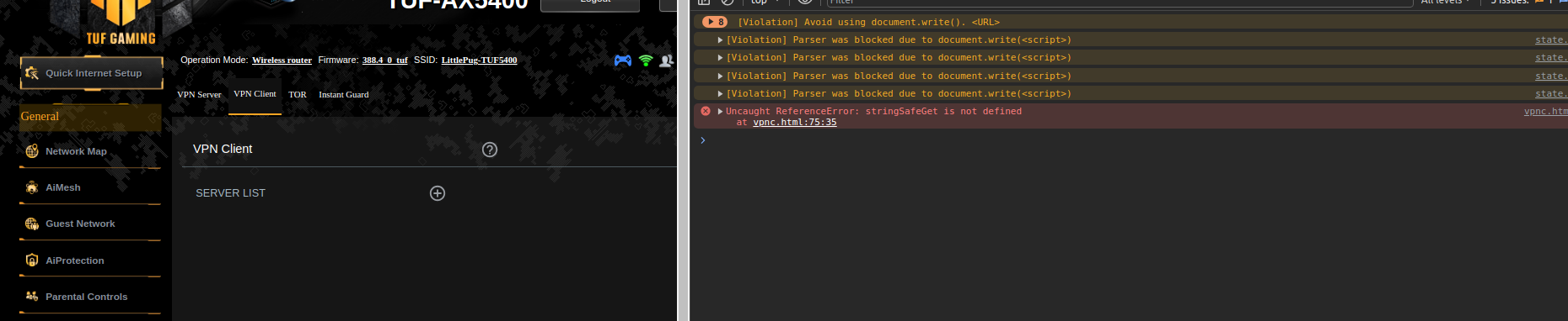 TUF-5400 VPN tabs empty · Issue #457 · gnuton/asuswrt-merlin.ng · GitHub