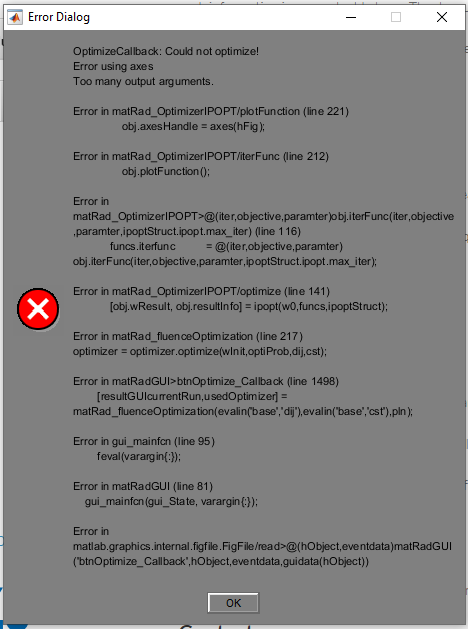 Error in optimization · Issue #380 · e0404/matRad · GitHub