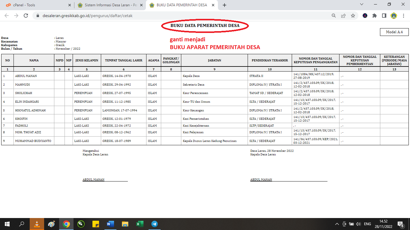 Bug/error: Sesuaikan nama Buku Aparat Pemerintah Desa dan Tombol Tambah Peraturan · Issue #6042 ...