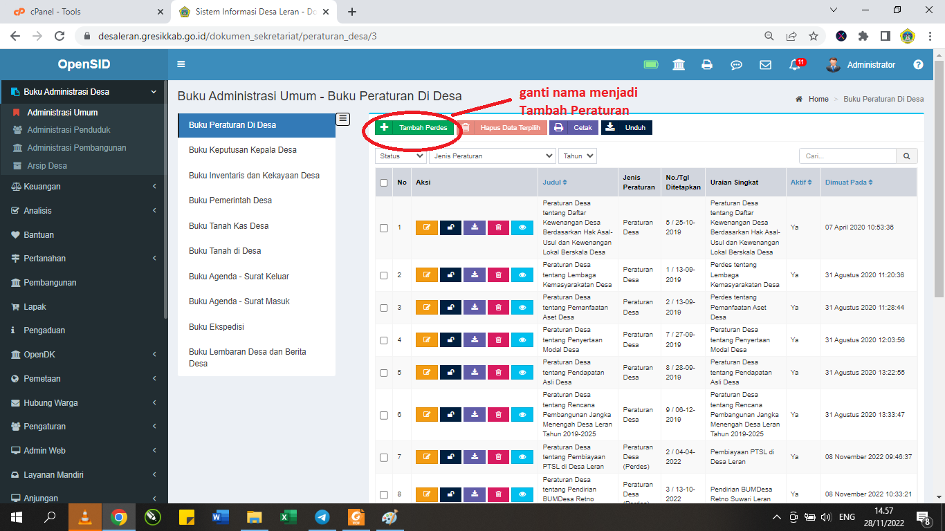 Bug/error: Sesuaikan nama Buku Aparat Pemerintah Desa dan Tombol Tambah Peraturan · Issue #6042 ...