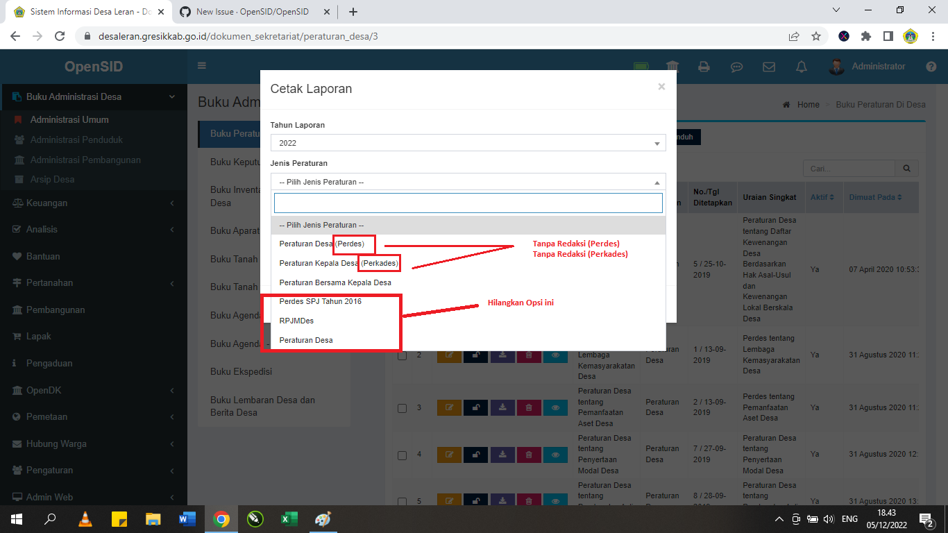 Bug/error: Sesuaikan Opsi dan Tombol Pada Buku Peraturan Di Desa · Issue #6082 · OpenSID/OpenSID ...