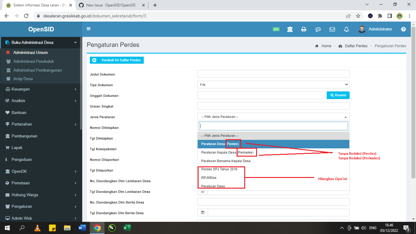 Bug/error: Sesuaikan Opsi dan Tombol Pada Buku Peraturan Di Desa · Issue #6082 · OpenSID/OpenSID ...