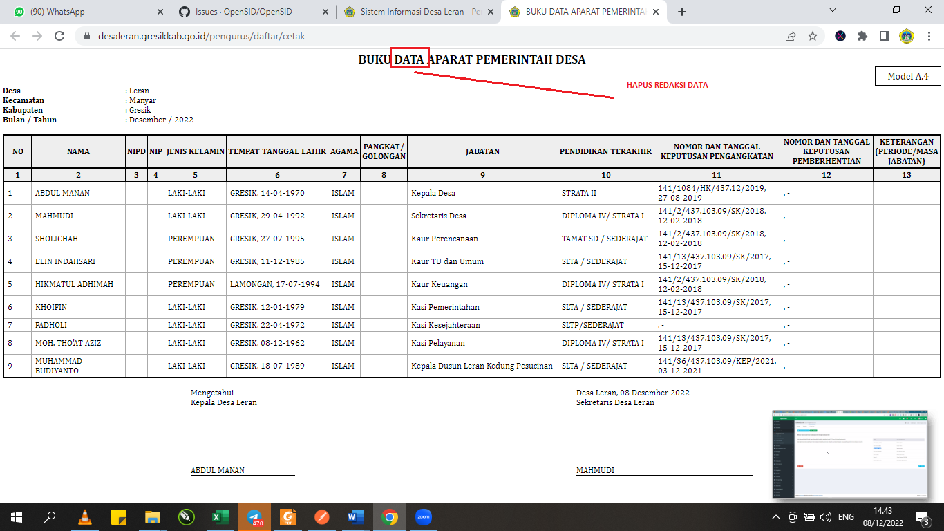 Bug/error: Hasil Cetak Buku Aparat Pemerintah Desa · Issue #6106 · OpenSID/OpenSID · GitHub