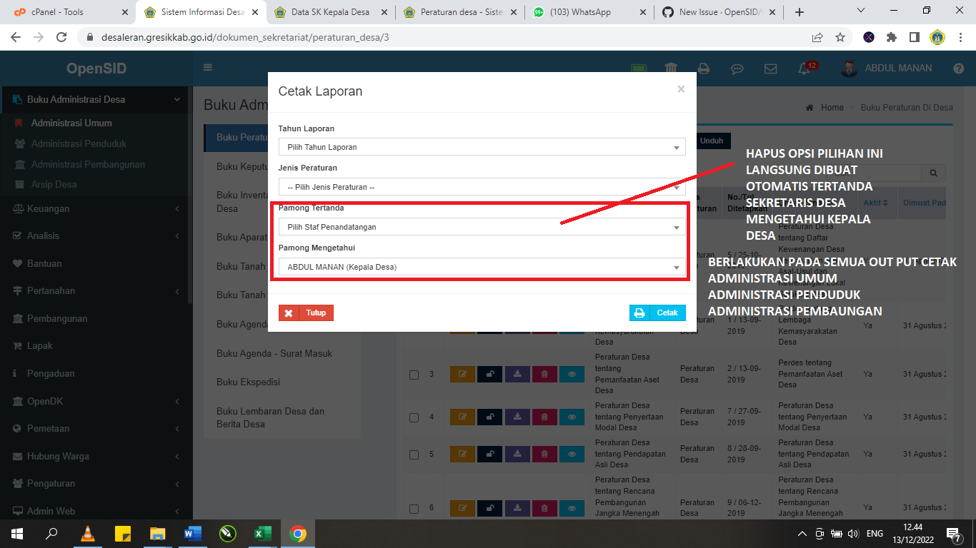 Bug/error: Perbaiki Pilihan Cetak Buku Administrasi Desa · Issue #6119 · OpenSID/OpenSID · GitHub