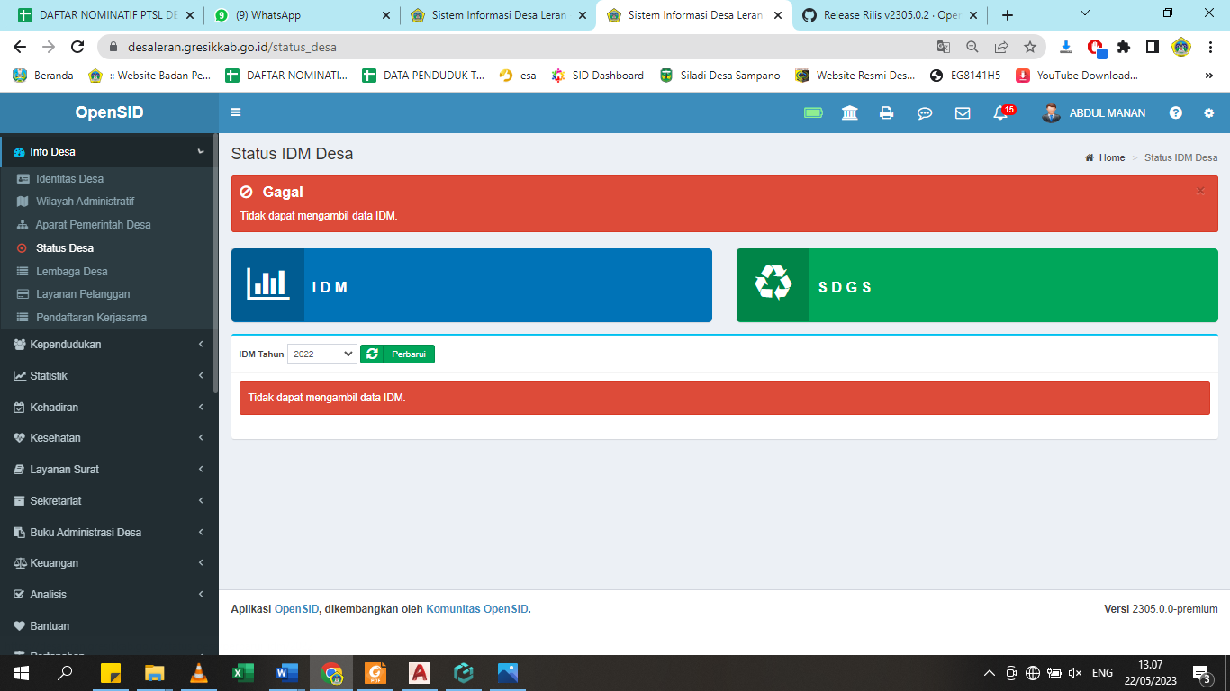 Bugerror Eror Update Status Idm 2020 Sd 2023 · Issue 6675 · Opensidopensid · Github 
