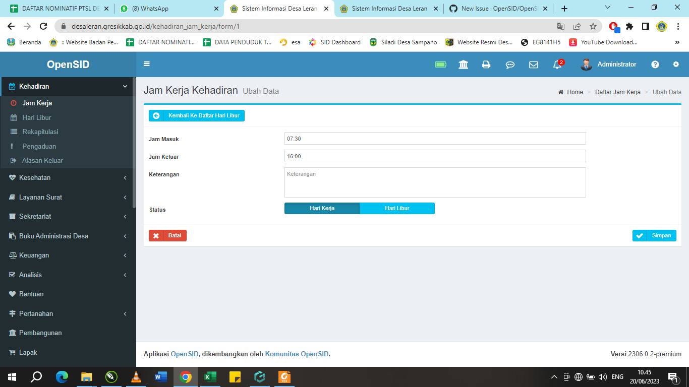 Bug/error: Tidak adanya jam istirahat pada Jam Kerja Kehadiran · Issue #6769 · OpenSID/OpenSID ...