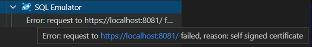 There is an error under the "SQL Emulator" node after attaching the SQL Emulator account · Issue ...