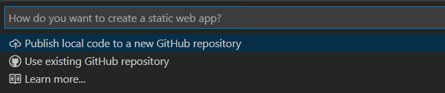 [github Codespaces] Skip The Steps About How To Create A Static Web App When Creating A New