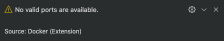 Go app pops up a warning dialog "No valid ports are available" when opening the container in ...