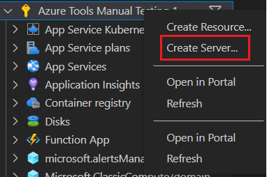 There is a "Create Server..." action in the Subscription context menu after installing Database ...