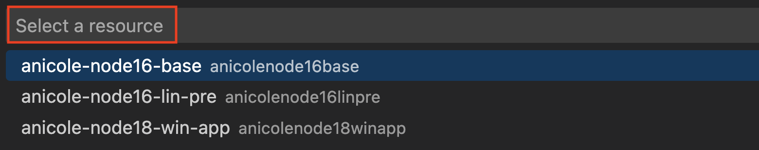 There is no tip "Select a resource" in the input box when executing "Create Slot..." from ...