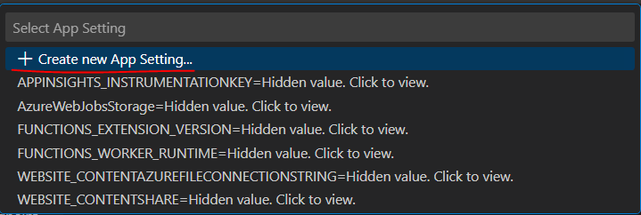 [Suggestion] It would be better to move the "+Create new App Setting" to the top of the command ...