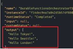 The output value is null after doing a GET request on the url of the " statusQueryGetUri ...