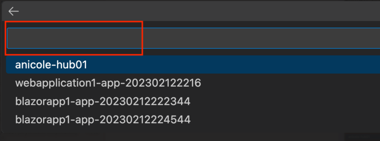 There Is No Tip Select Container App In The Input Box When Executing 0882