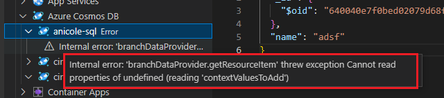 An error occurs after deleting a database account · Issue #2109 · microsoft/vscode-cosmosdb · GitHub