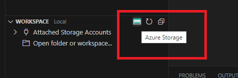 The "Azure Storage" icon is invisible in the Workspace view after setting the color theme is ...