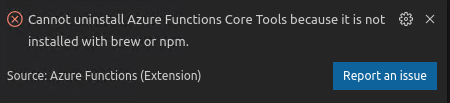 Fail to uninstall azure-functions-core-tools by command "Uninstall Azure Functions Core Tools ...