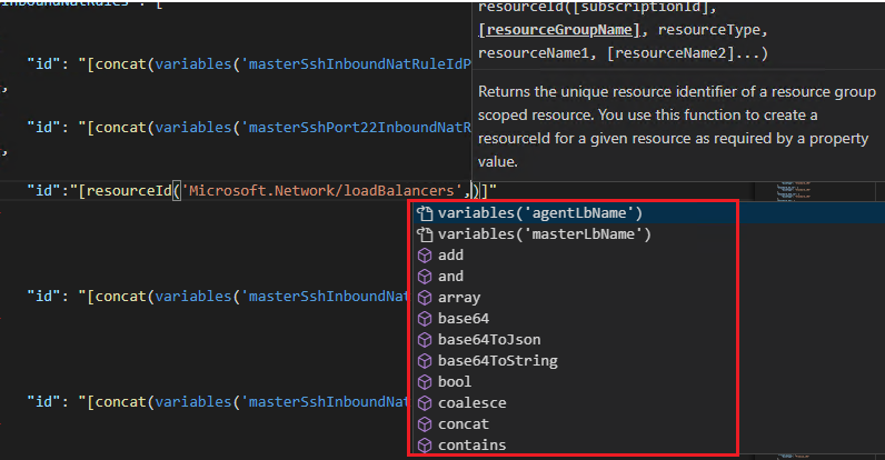 The list for resourceId completions contains extra entries · Issue #659 · microsoft/vscode ...