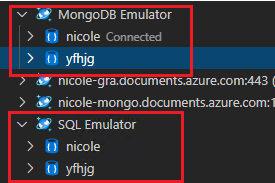 The database which created from "MongoDB Emulator" node will automatically display under the ...