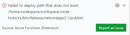 [Codespace] An error occurs when deploying the C# project to a .NET core function app · Issue ...