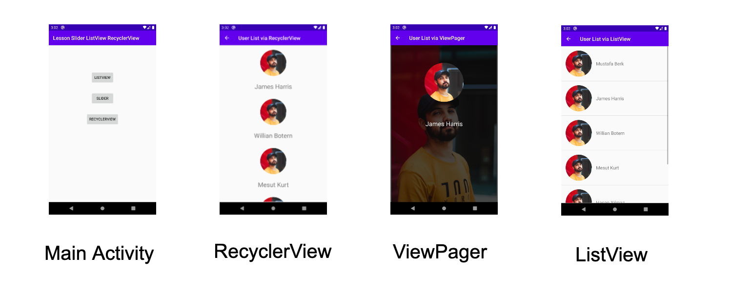 GitHub - mustafaberk1996/ListViewRecyclerViewViewPager