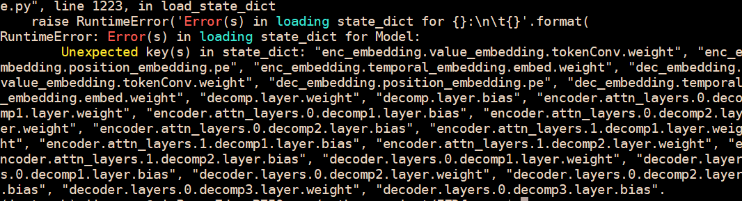 Loading State Dict Error Happend When Do Predict · Issue 37 · Maziqing Fedformer · Github