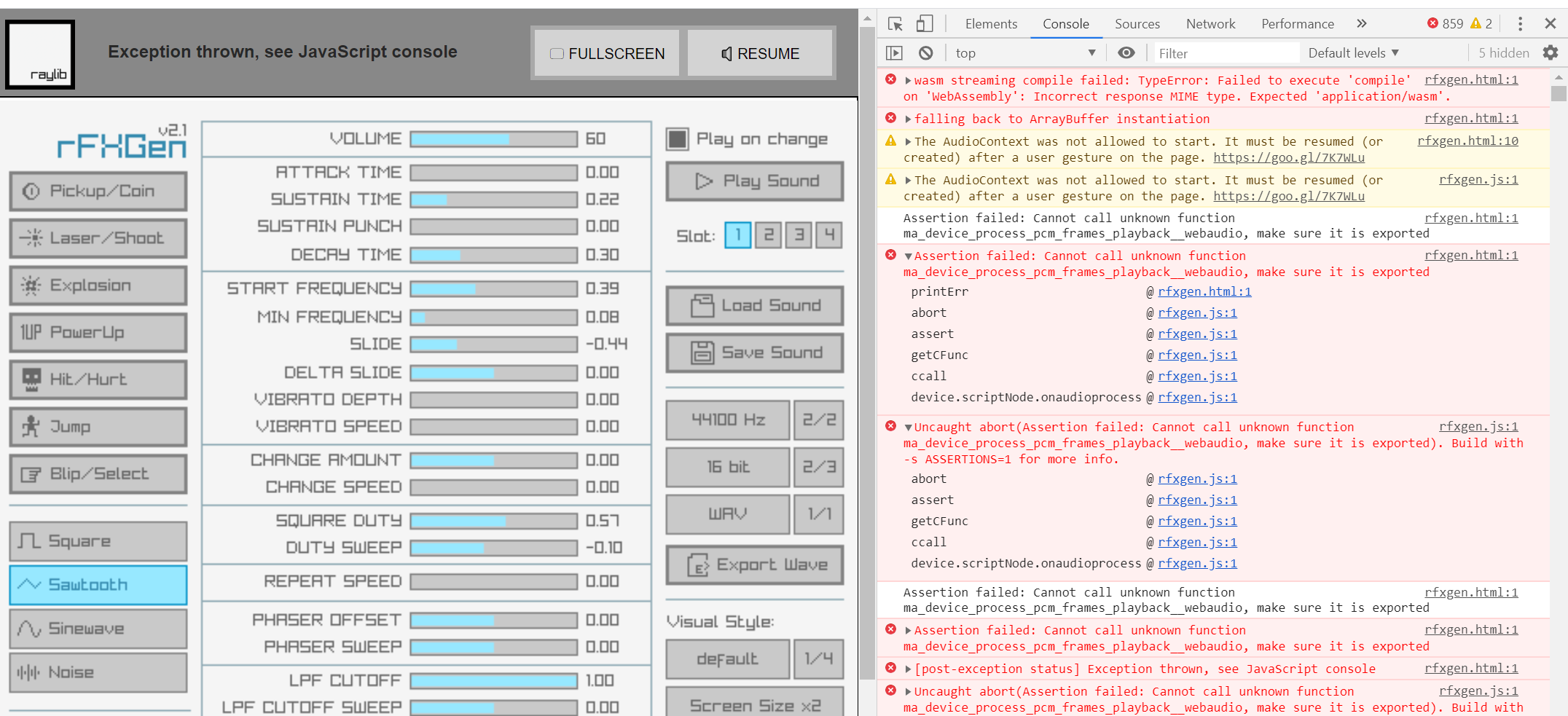 Issues when compiling to WebAssembly · Issue #134 · mackron/miniaudio · GitHub