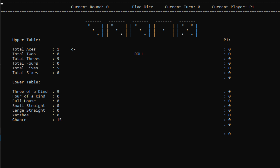 GitHub - DylanFoss/FiveDice: A simple command line game of "Five Dice"