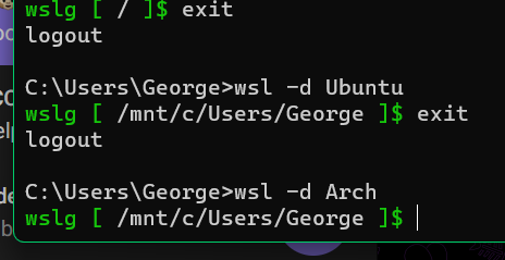 Trying to open wsl with any distribution throws me into WSLg prompt ...