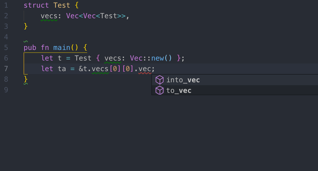 No Auto Complete For Nested Vec With Structs · Issue 489 · Rust Langvscode Rust · Github