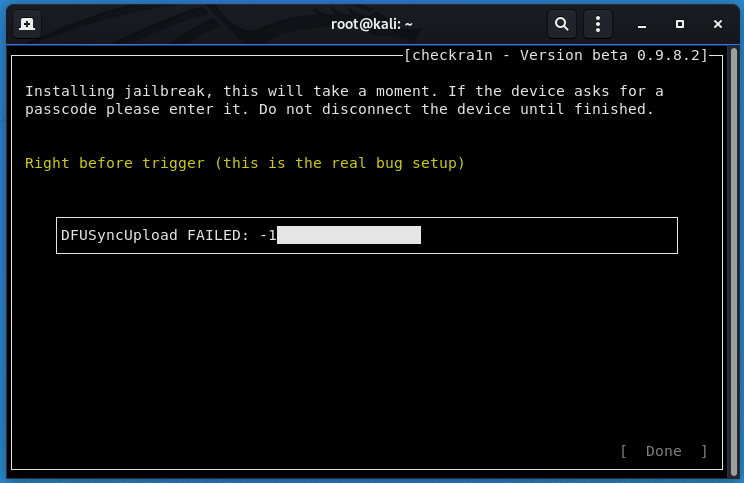 iPhone 5s, IOS 12.4.1, stuck on "Right before trigger" DFUSyncUpload FAILED: -1 · Issue #982 ...