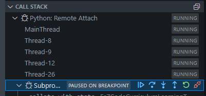 When debugging stops in a "Subprocess", code is navigated to a strange read-only version of the ...