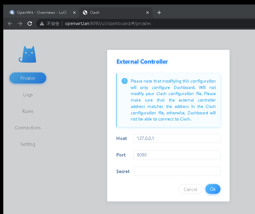 [Bug] 通过域名 http://openwrt.lan/ 访问 OpenWrt 管理界面时，openclash 的 Panel 无法访问 · Issue #2606 · vernesong ...