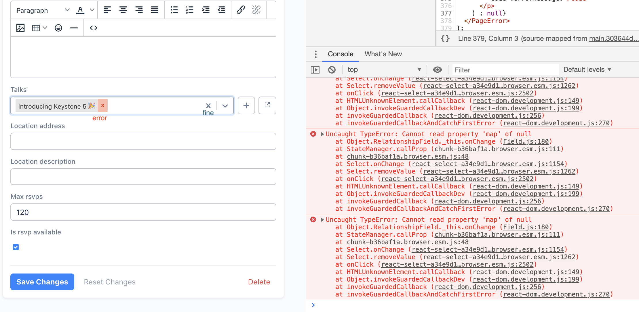 Error in removing item from many relation · Issue #1548 · keystonejs/keystone · GitHub