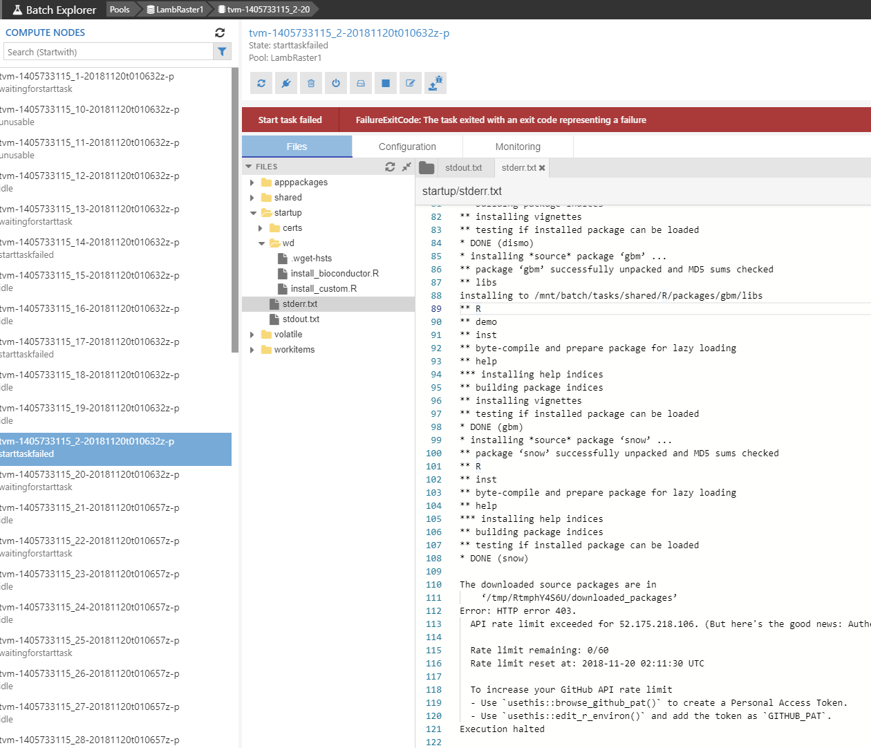 Trouble shooting Start task failed · Issue #327 · Azure/doAzureParallel · GitHub