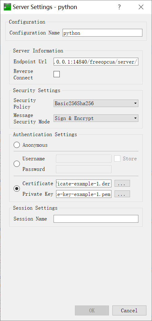 why i can't connect ''server-with-encryption.py" with UaExpert,but i ...