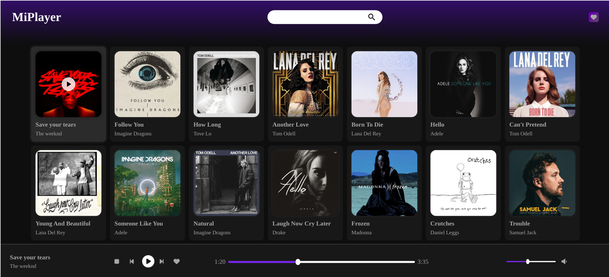 Github Mikisum Player Music Player With A Clean User Interface That