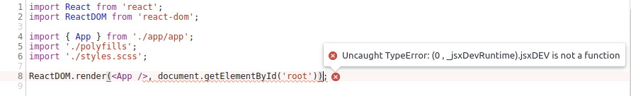 Uncaught Typeerror 0 Jsxdevruntimejsxdev Is Not A Function · Swc 4017