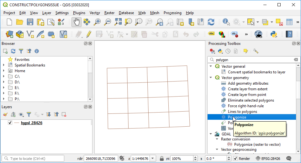 Polygonize misses intersections (ESPG:28426) · Issue #34840 · qgis/QGIS · GitHub