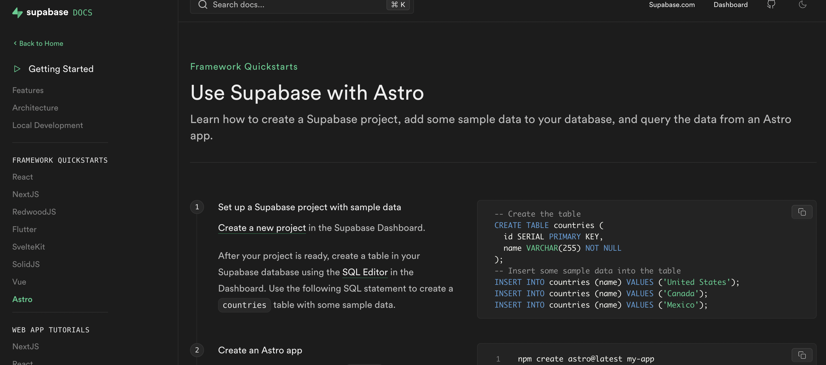 Docs: Add Astro quick start guide by alexwhitmore · Pull Request #14734 · supabase/supabase · GitHub