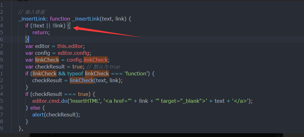 如果文字或链接为空，linkCheck 方法不执行，Bug · Issue #1289 · wangeditor-team/wangEditor · GitHub