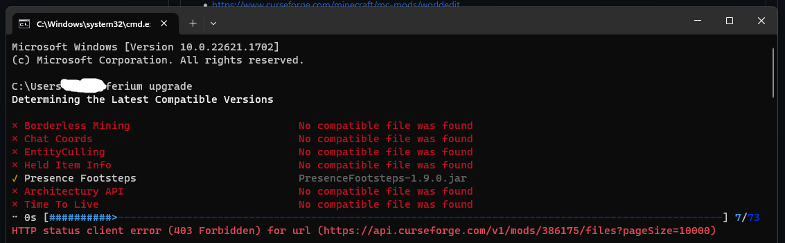 Can't upgrade a profile if it contains Curseforge mods · Issue #341 ...