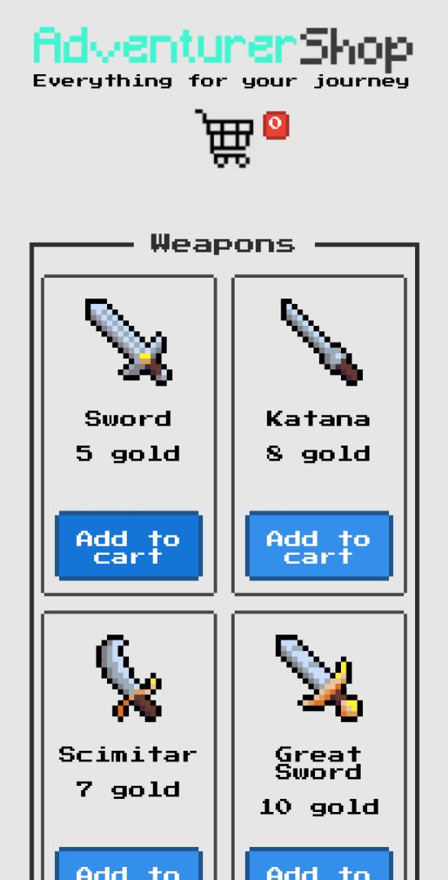 GitHub - arcmena/adventurer-shop: React APP. Supplies for your journey!