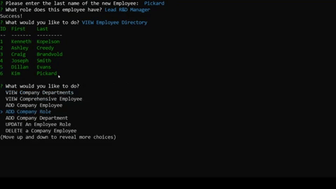 GitHub - Kopelson/employeeTrackerCMS