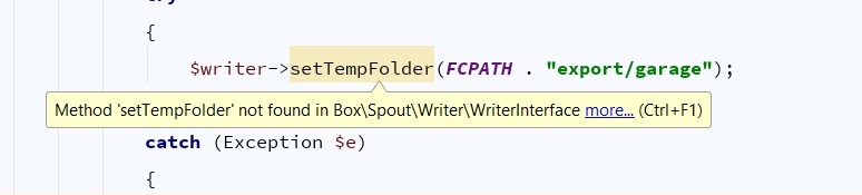 undefined method Box\Spout\Writer\CSV\Writer::setTempFolder() · Issue #541 · box/spout · GitHub