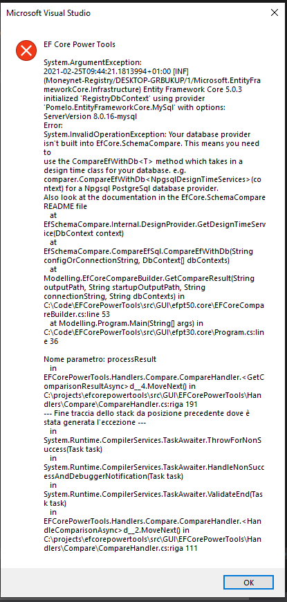 Compare database and contexts - add support for other providers (MySQL, Npgsql) · Issue #810 ...