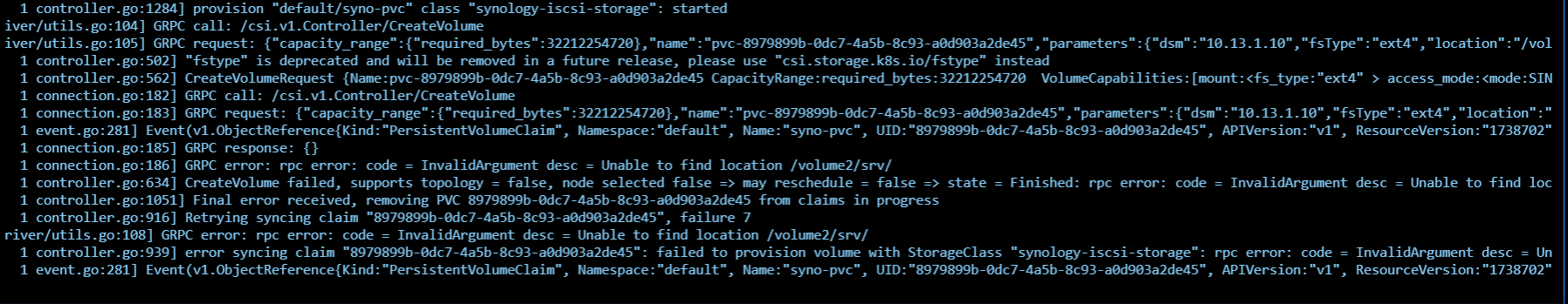 Issue when using synology-csi · Issue #18 · SynologyOpenSource/synology-csi · GitHub