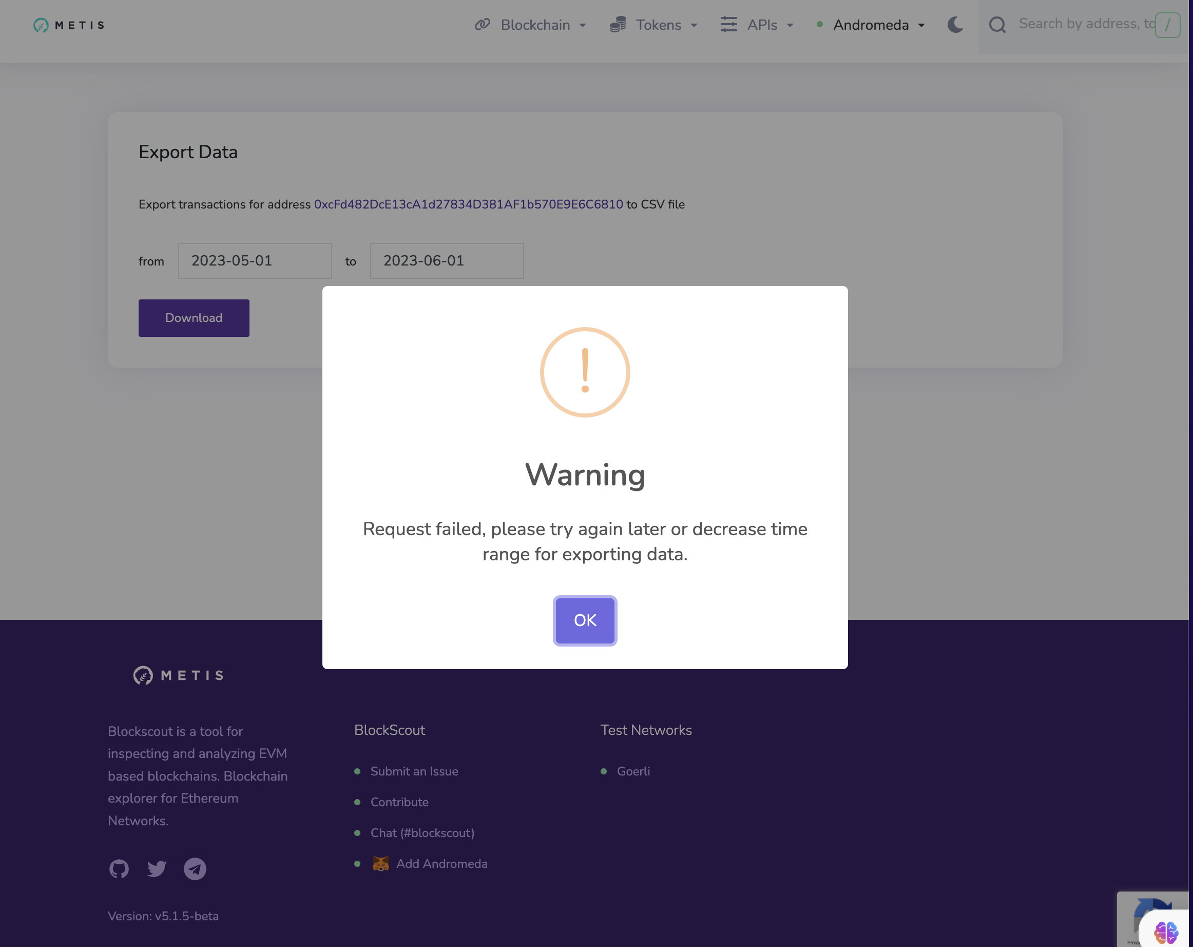 Andromeda · Issue 7606 · Blockscout Blockscout · Github