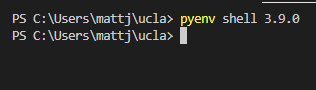 bug: for some reason pyenv runs the command pyenv shell 3.9.0 whenever I open a new powershell ...