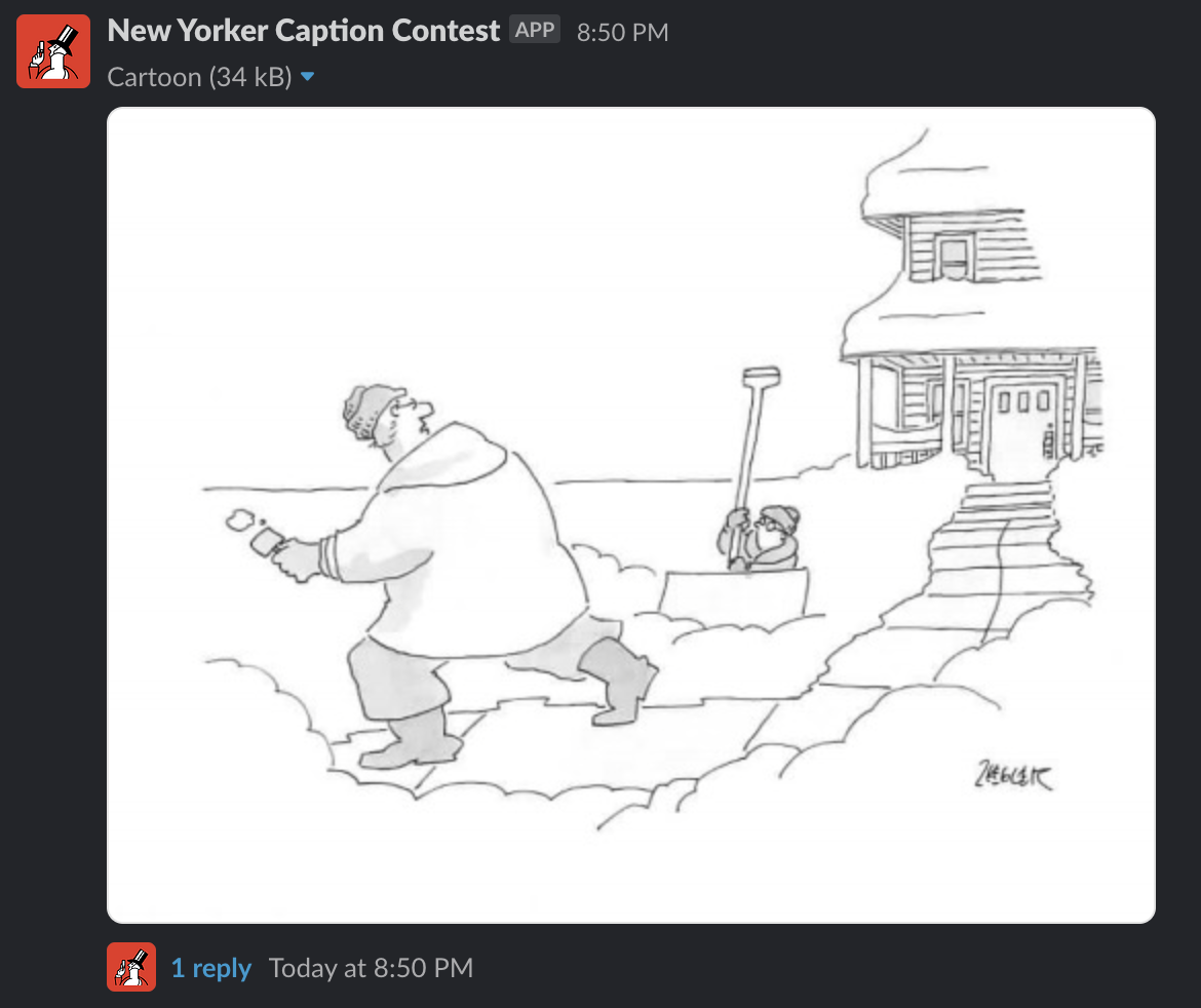 GitHub - bertrandom/slack-new-yorker-cartoon-caption-contest: Posts a ...